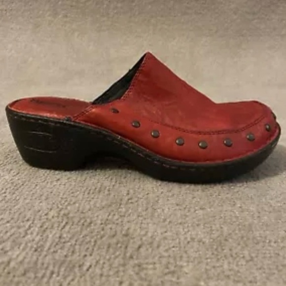 Born | Shoes | Born Clogs Womens 8 Red Majesty Leather Rivets Studs ...